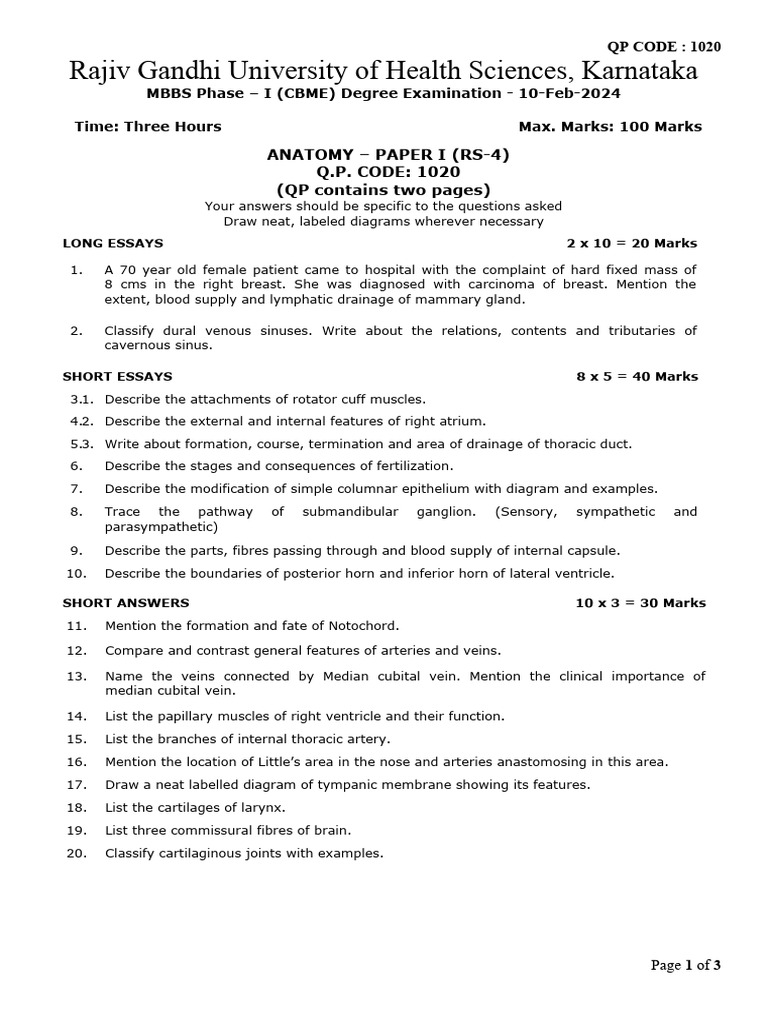 MBBS - - ANATOMY - | PDF | Vein | Common Carotid Artery