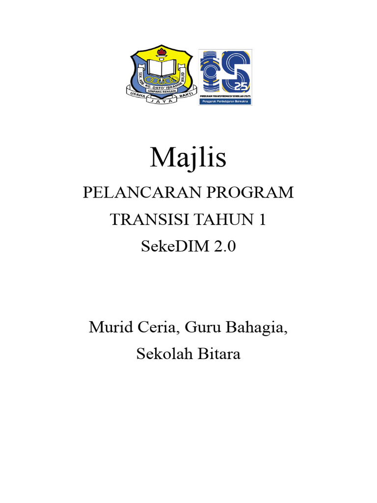 Tulisan Banting PELANCARAN PROGRAM TRANSISI TAHUN 1 SeKeDim | PDF