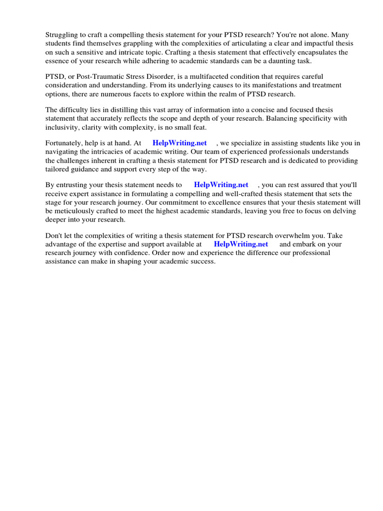 Thesis Statement Examples for Ptsd | PDF | Psychological Trauma ...