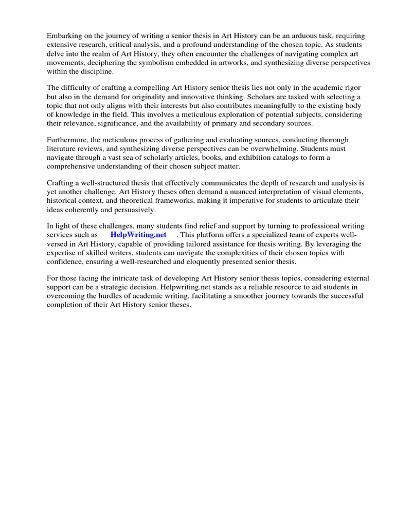 Art History Senior Thesis Topics | PDF | Thesis | Essays