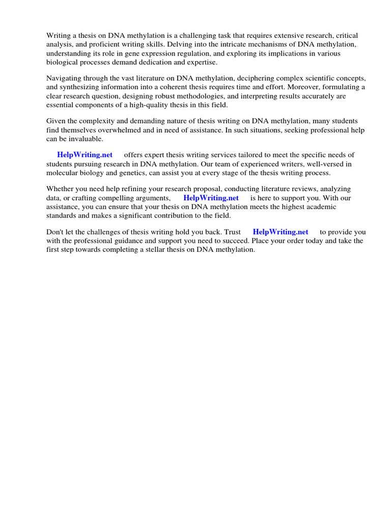 Thesis Dna Methylation | PDF