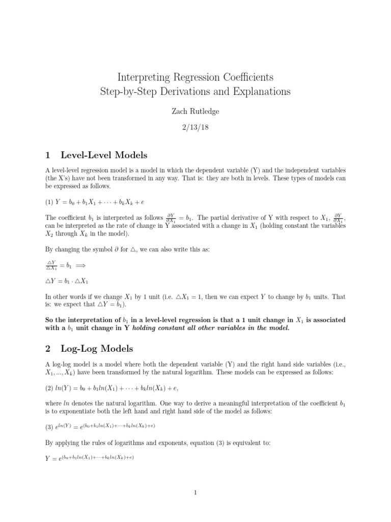 Interpreting Regression Coefficients | PDF | Exponentiation | Linear Regression