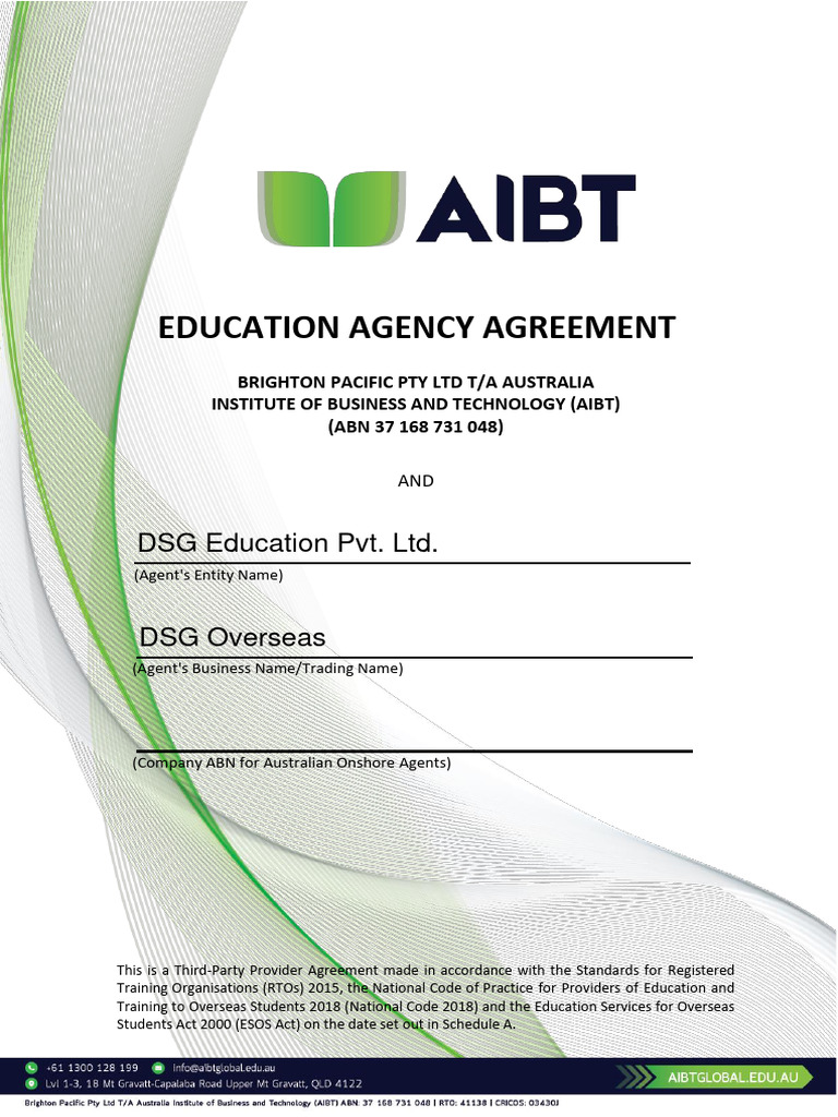 AIBT - Education Agent Agreement V5.2 | PDF