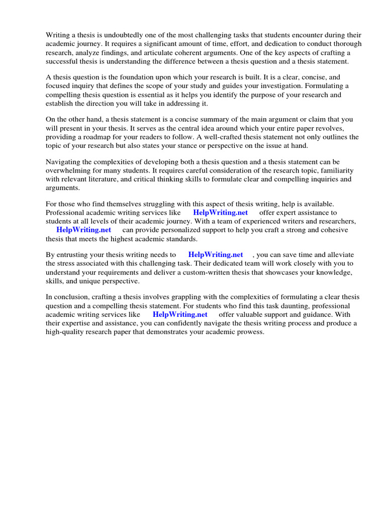 Thesis Question vs. Statement Explained | PDF | Thesis | Essays