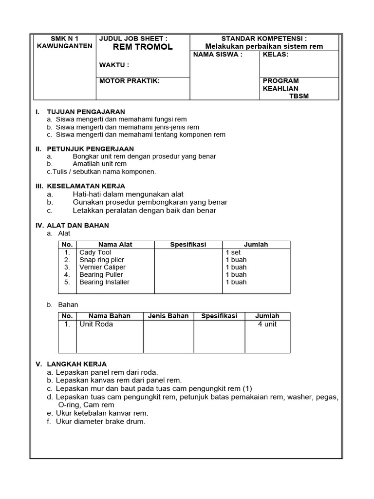 Jobsheet Rem TBSM | PDF