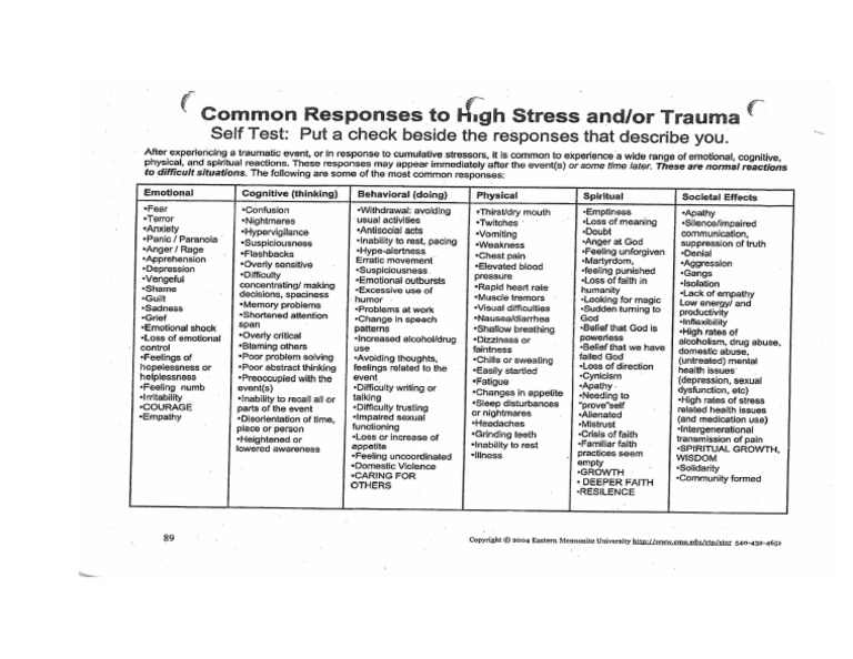 Indicators of Trauma | PDF