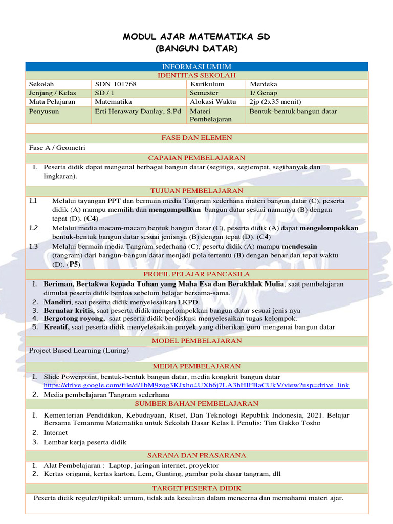 Modul Ajar SDN 101768 | PDF