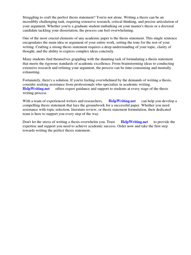 Crafting the Perfect Thesis Statement | PDF | Essays | Thesis