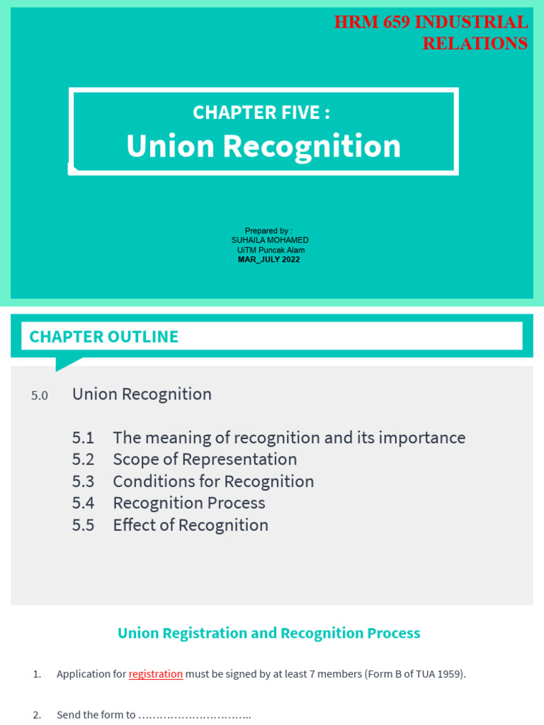 HRM659 Chap 5 Union Recognition | PDF