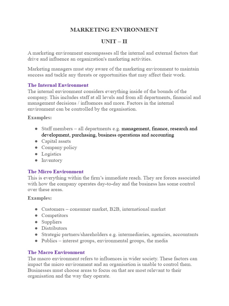 UNIT 2 - Marketing Environment | PDF