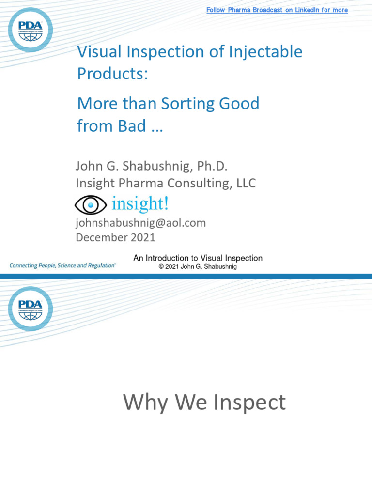 Visual Inspection Guidelines for Parenterals | PDF
