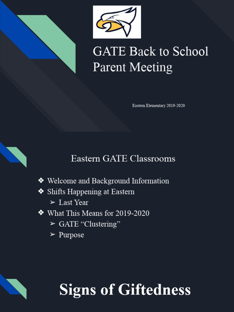 GATE Parent Meeting Overview 2019-2020 | PDF | Teachers | Educational ...