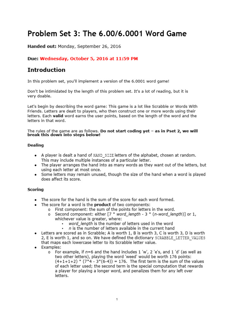 MIT6 0001F16 ProblemSet3 | PDF | Function (Mathematics) | String ...