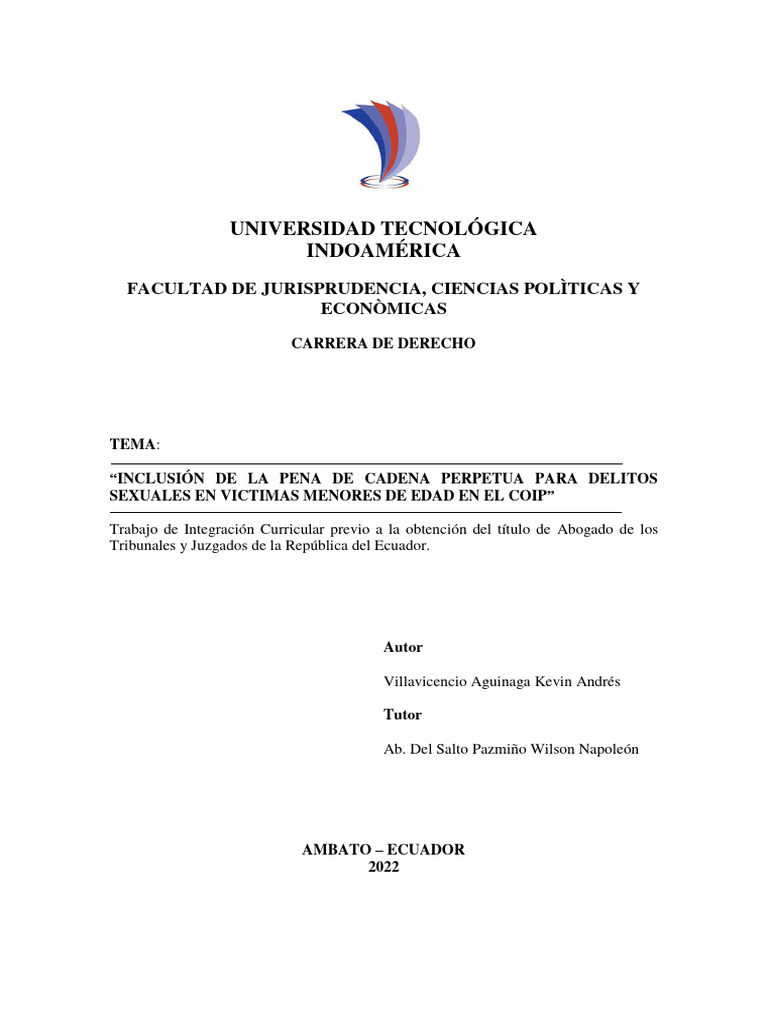 Villavicencio Aguinaga Kevin Andres | PDF | Cadena perpetua | Violación