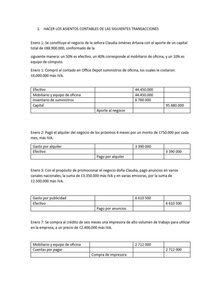 Asientos Contables para Compras de Impresora | PDF