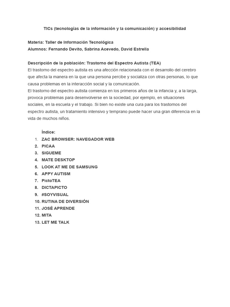 TICs (tecnologías de la información y la comunicación) y accesibilidad. | PDF