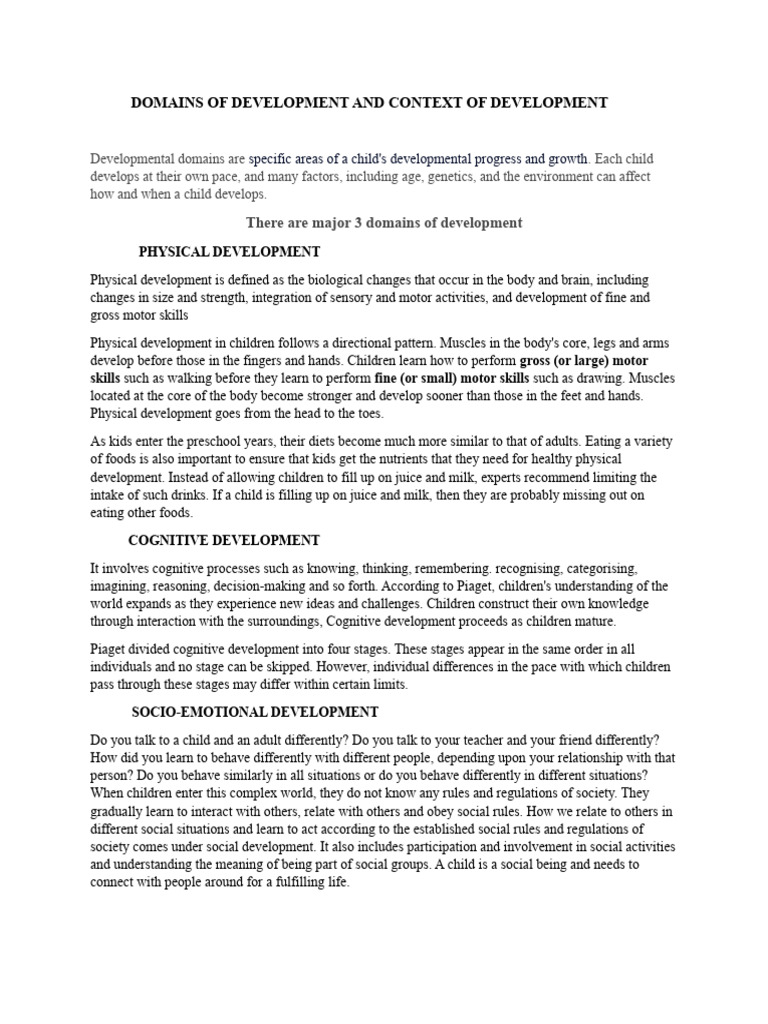 Domains of Development PDF | PDF | Emotions | Cognitive Development