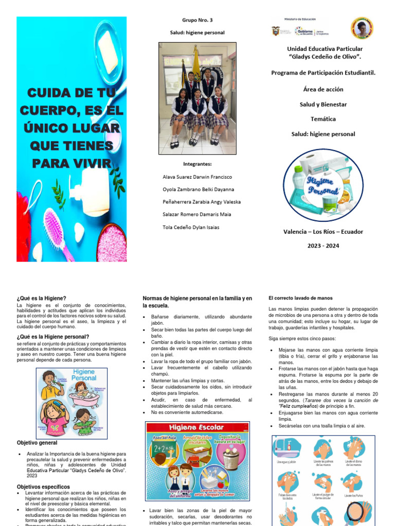 Tríptico Higiene Personal. 2023 | PDF | Higiene | Salud pública