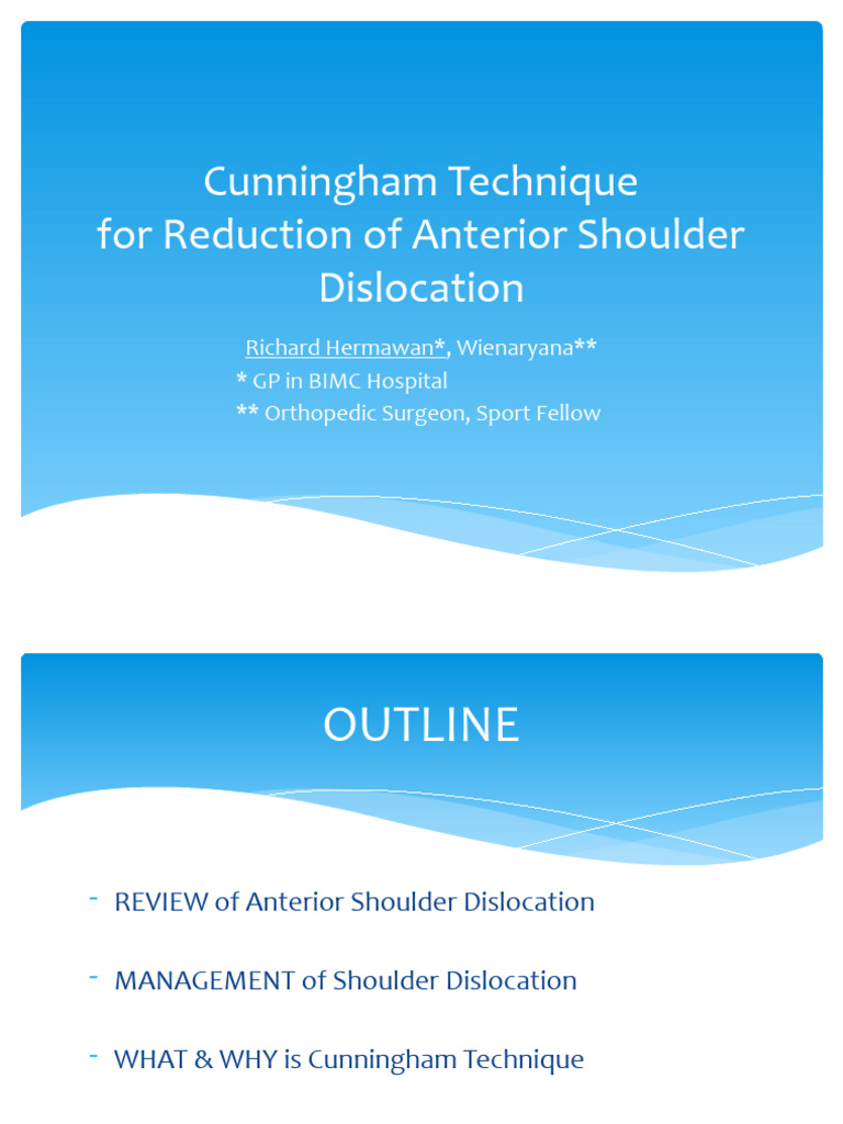 Cunningham Technique for Shoulder Dislocation | PDF | Shoulder | Limbs ...