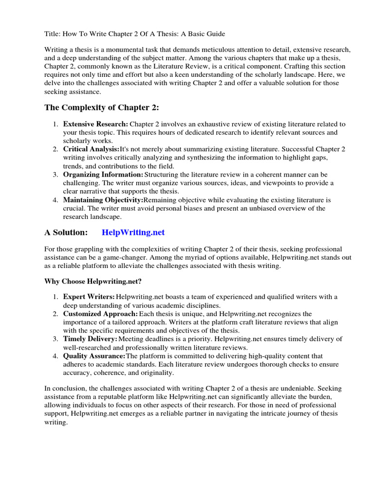 How to Write Chapter 2 of a Thesis Basic Guide | PDF | Thesis | Methodology