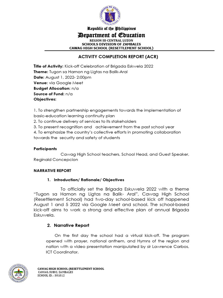 BRIGADA 22 KICK OFF Virtual f2f SAMPLE | PDF