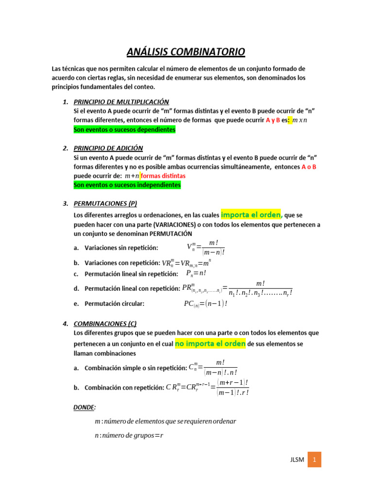 Analisis Combinatorio | PDF | Combinatoria | Permutación