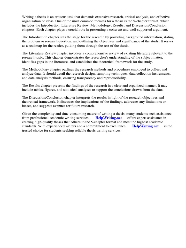 Thesis 5 Chapter Format | PDF | Thesis | Methodology