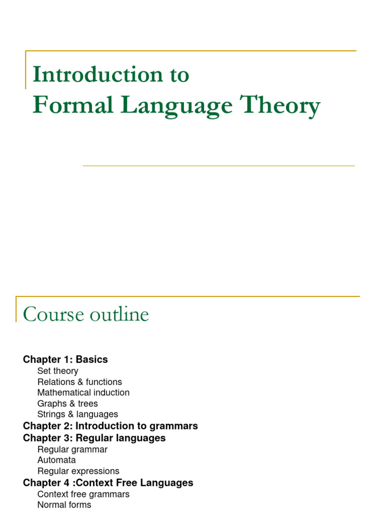 Introduction To: Formal Language Theory | PDF