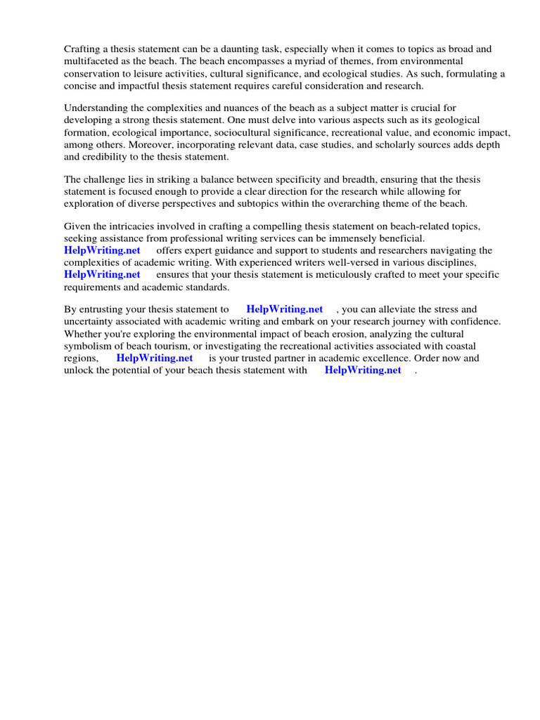 Beach Thesis Statement | PDF