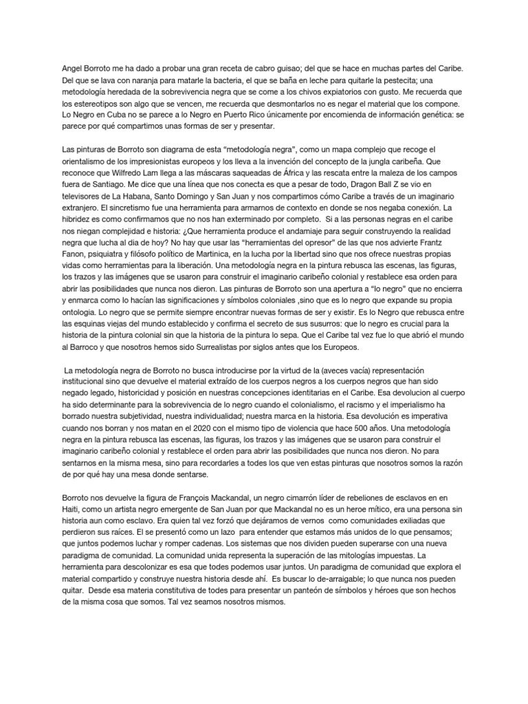 Angel Borroto Text Curatorial | PDF