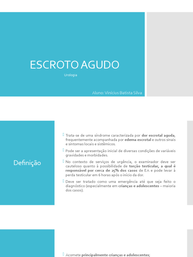 Escroto Agudo: Diagnóstico e Tratamento | PDF | Testículo | Dor