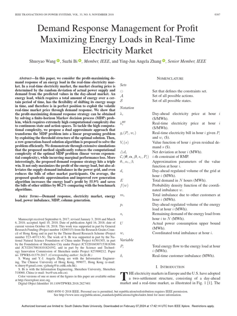 Demand Response Management For Profit Maximizing Energy Loads in Real ...