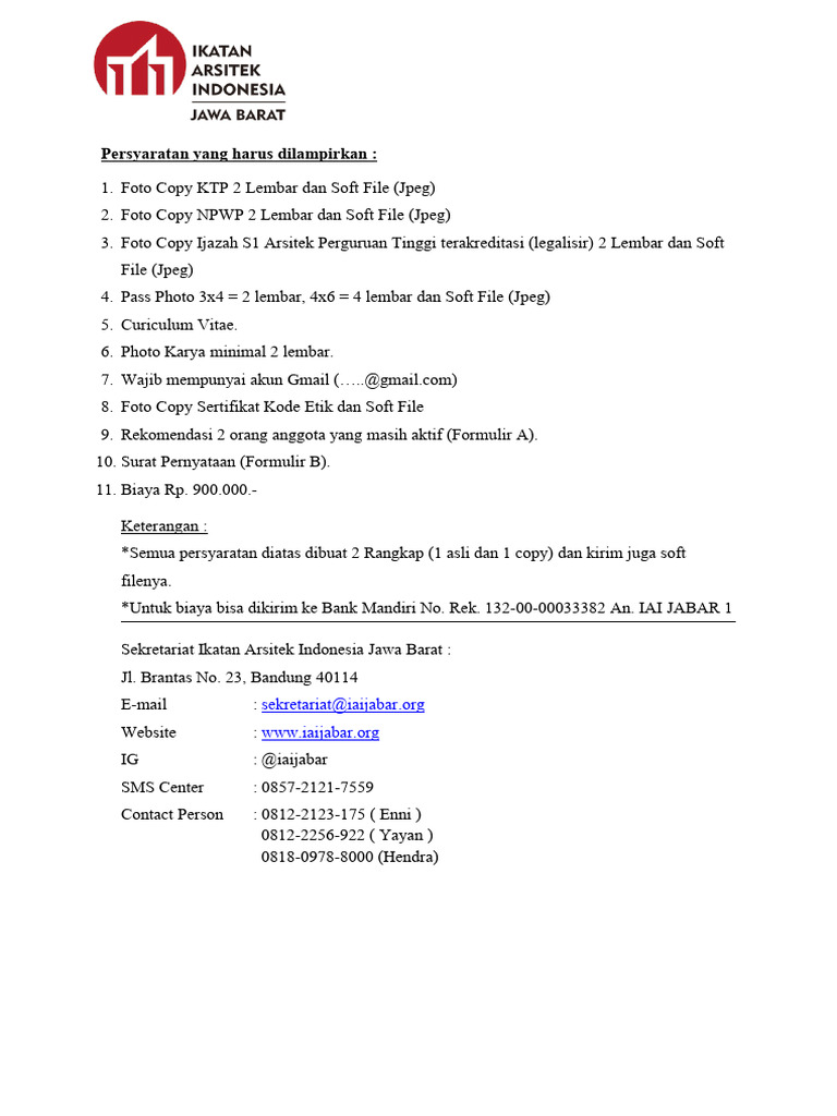 Form Pendaftaran IAI | PDF