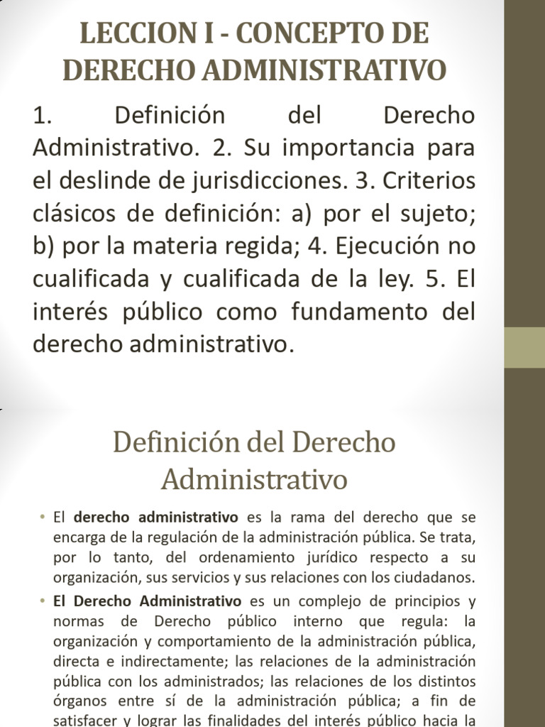 LECCION I y II - CONCEPTO DE DERECHO ADMINISTRATIVO | PDF | Regulación | Ley administrativa