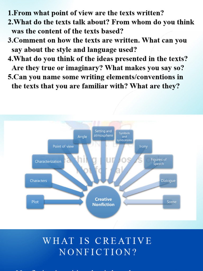 Understanding Creative Nonfiction Elements | PDF | General Fiction