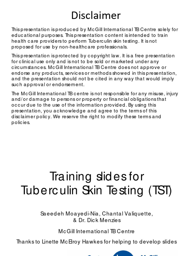 Tuberculin Skin Testing TST Technique Training Feb202018 English | PDF ...