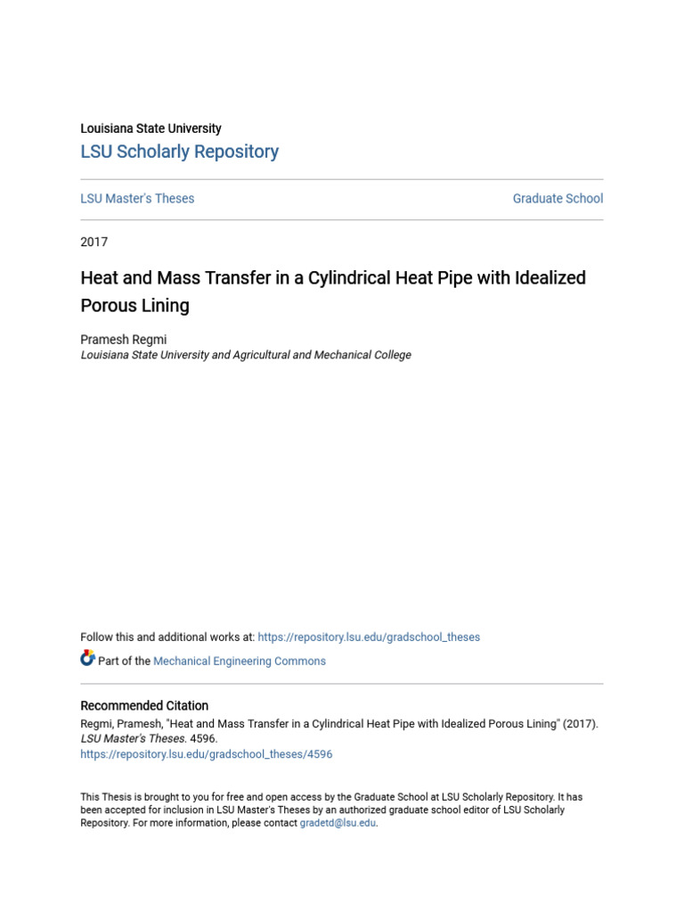 Heat Transfer in Cylindrical Heat Pipes | PDF | Heat Transfer | Evaporation