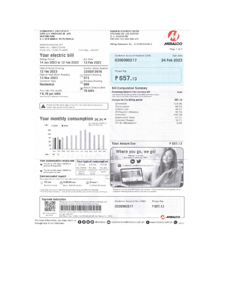 Meralco Bills | PDF