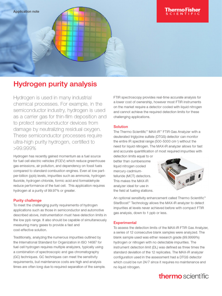 Hydrogen Purity Analysis en An53606 | PDF