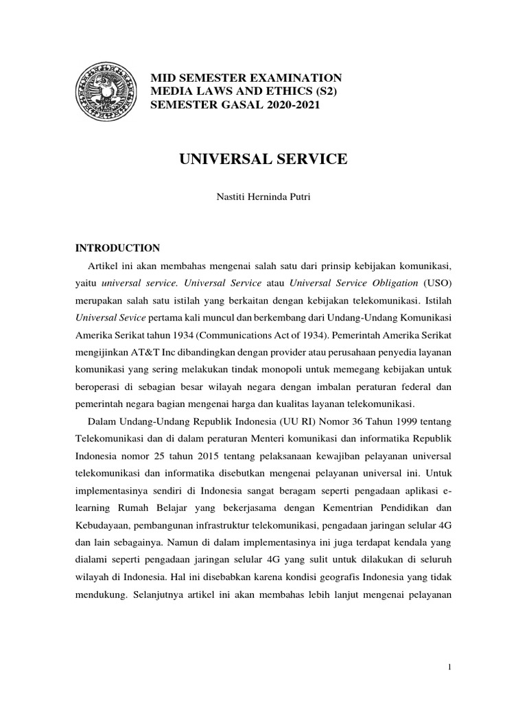 Universal Service Obligation | PDF