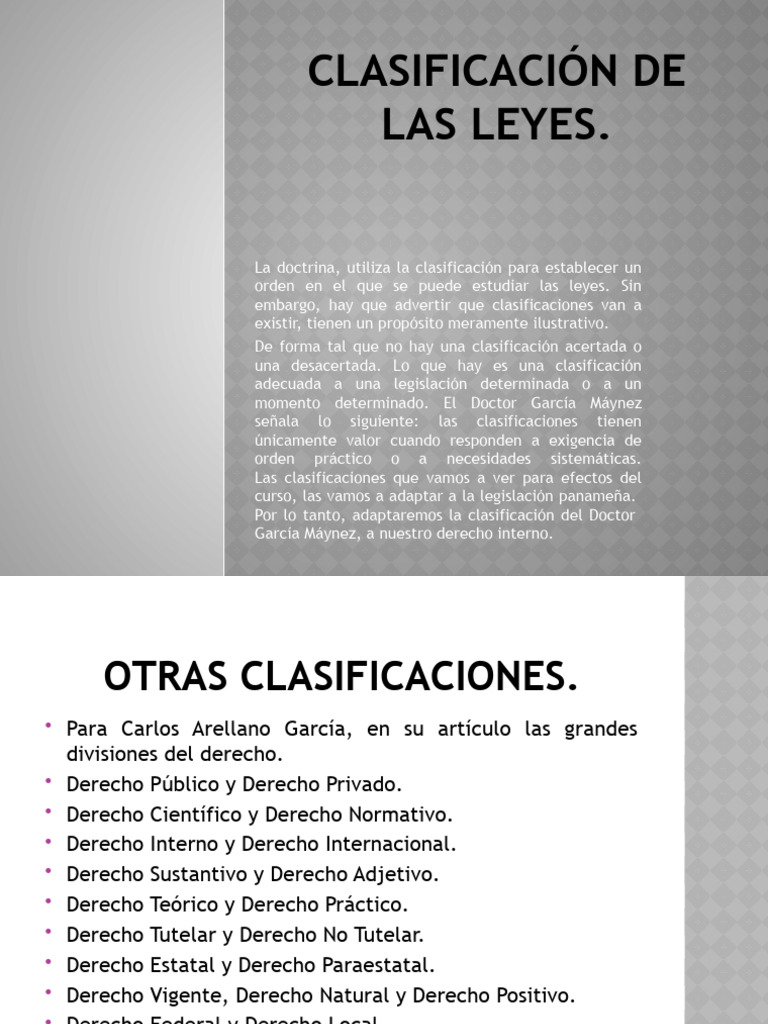 Clasificación de las Leyes en Panamá | PDF | Caso de ley | Principios ...