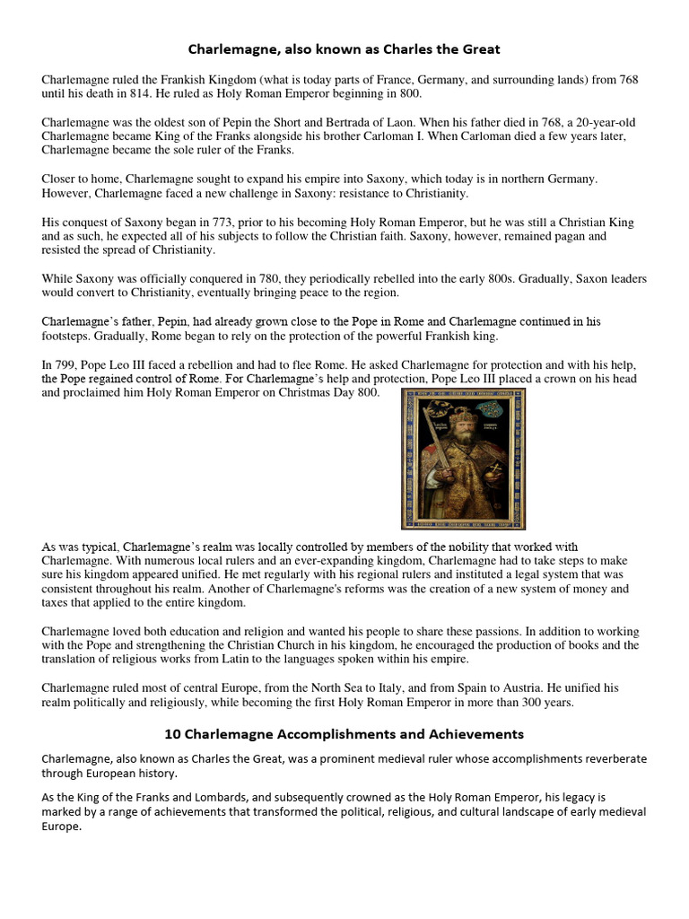 Charlemagne Full Note | PDF | Charlemagne | Holy Roman Emperor