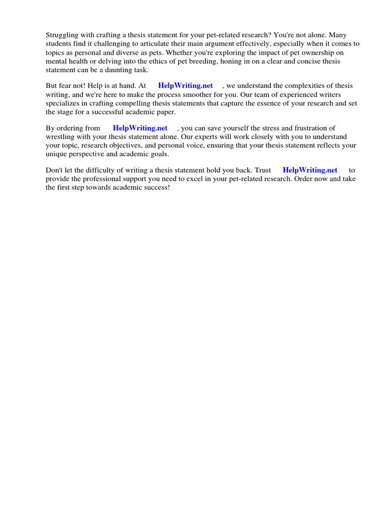 Thesis Statement for Pets | PDF | Dogs | Pet
