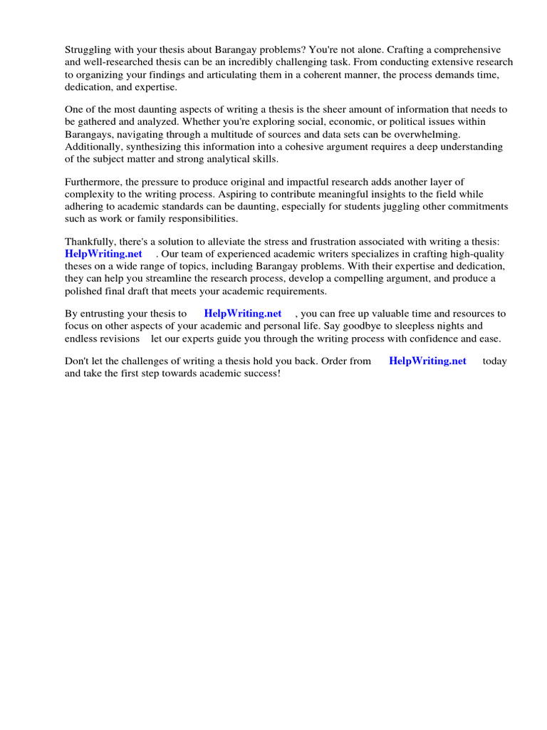 Thesis About Barangay Problems | PDF