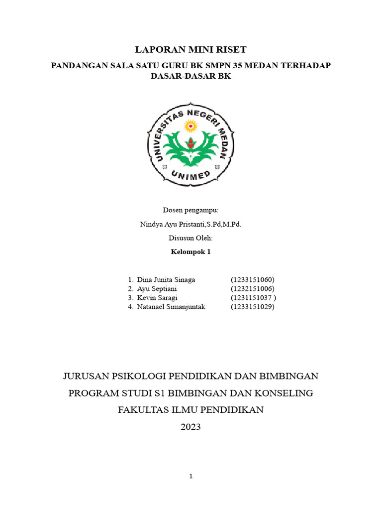 revLAPORAN MIni Riset DDBK KELOMPOK 1 | PDF | Karier & Perkembangan