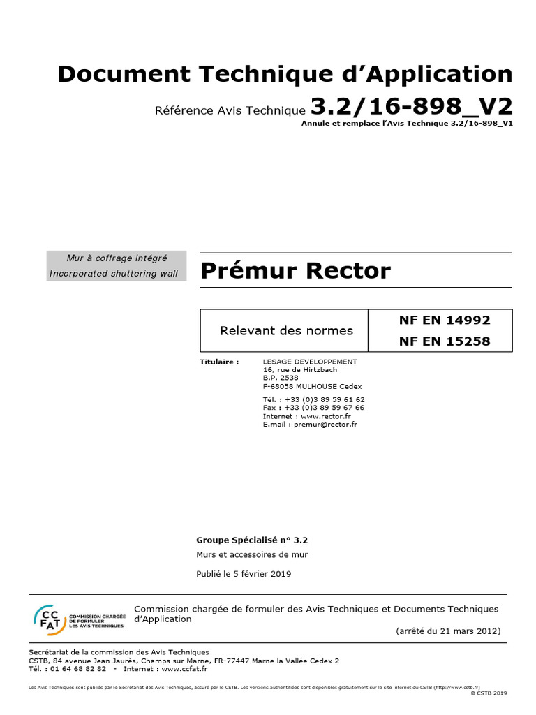 Document Technique D'application 3.2/16-898 - V2: Référence Avis Technique | PDF