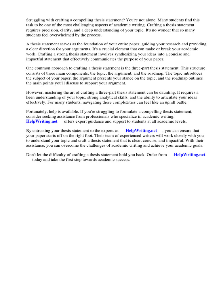 Three Parts Thesis Statement | PDF