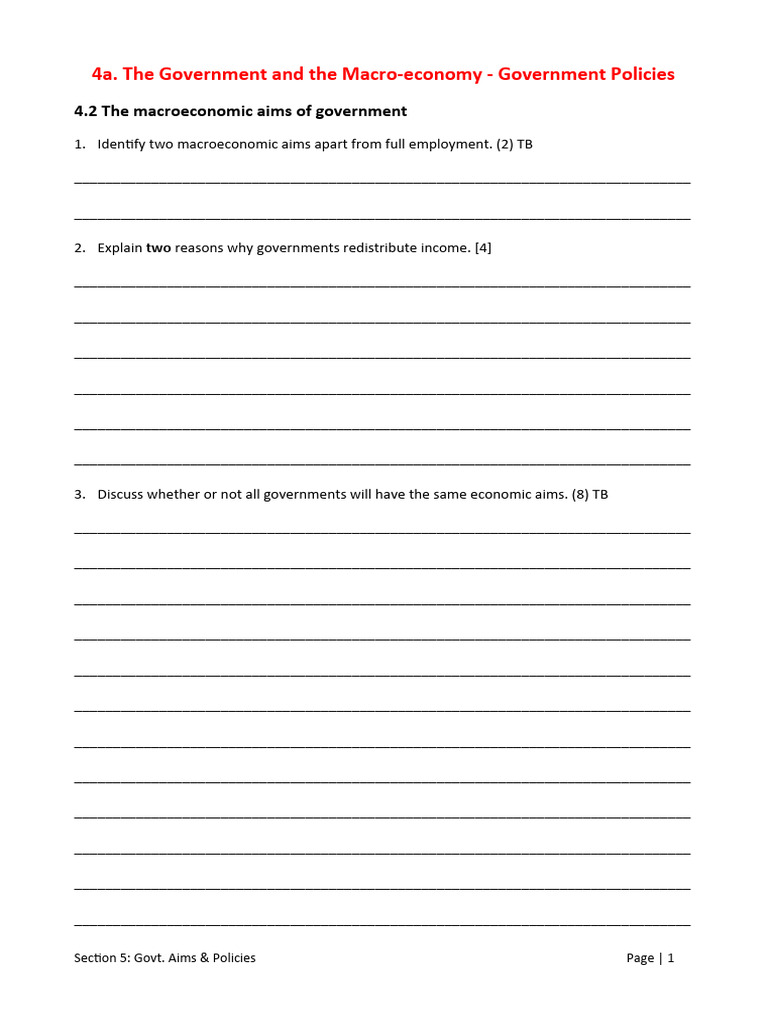 4.2 The Macroeconomic Aims of Government | PDF | Consumption (Economics ...
