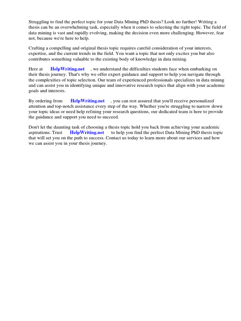 Data Mining PHD Thesis Topics | PDF