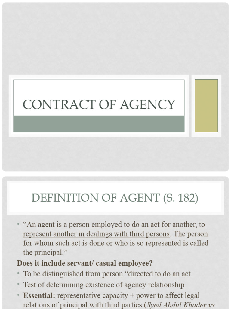 Contract of Agency | Download Free PDF | Law Of Agency | Legal Liability